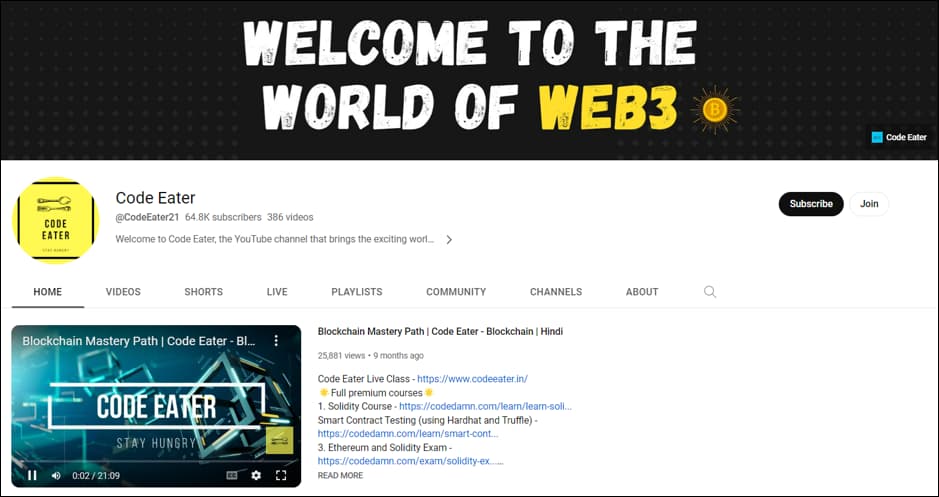 Popular YouTube Channels for Web3 Developers